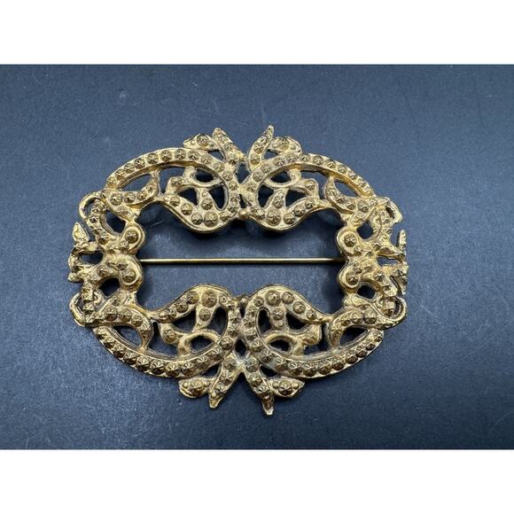 Designer | Jewelry | Vintage Signed Victorian Style Textured Gold Tone ...